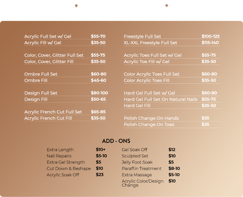 Menu – Musa Salon And Spa